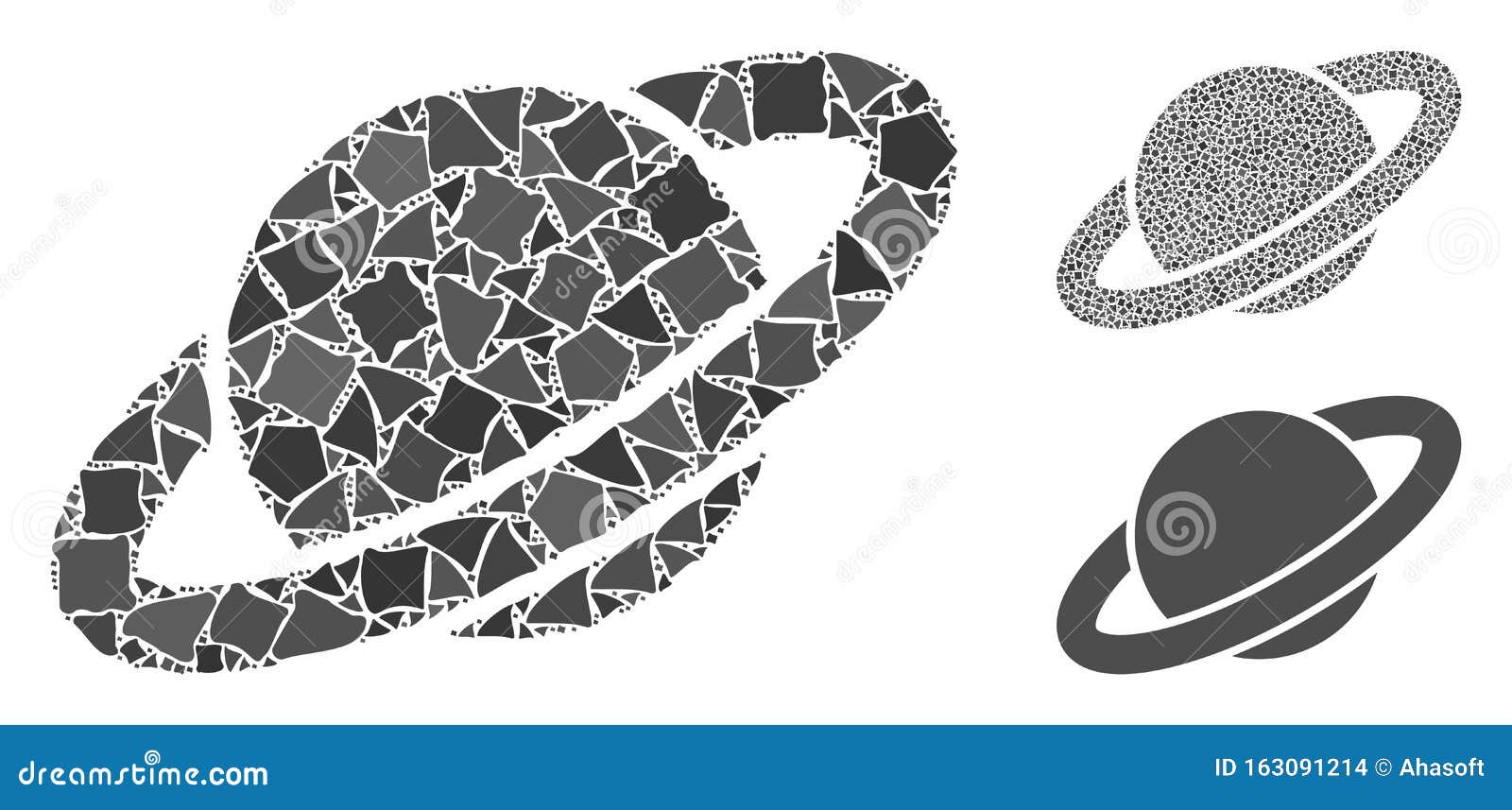 Planet Saturn Mosaic Icon of Abrupt Elements Stock Illustration ...