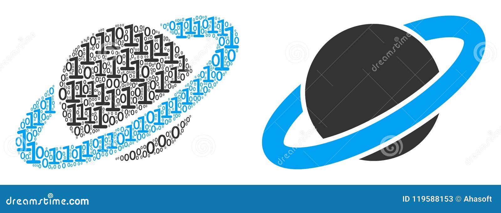 Planet Saturn Mosaic of Binary Digits Stock Vector - Illustration of ...