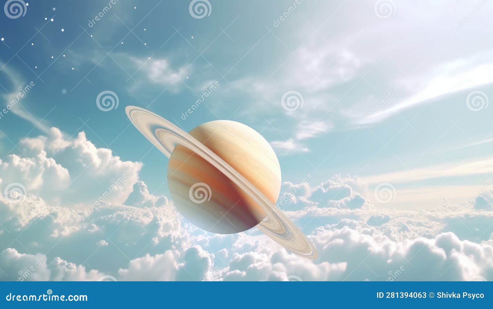 The Planet Saturn Retro Movement in the Bright Sky Generative AI Stock ...