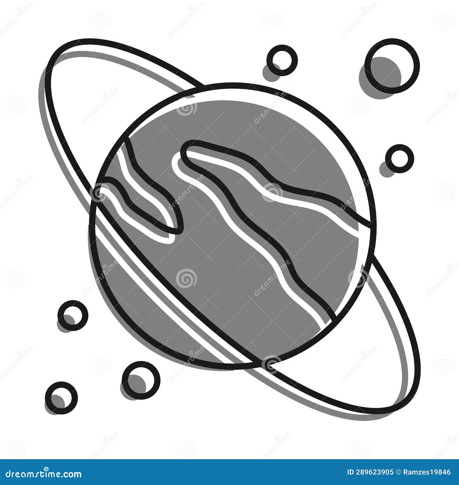 Planet Saturn with Ring Icon. Exploring Space and Solar System at ...