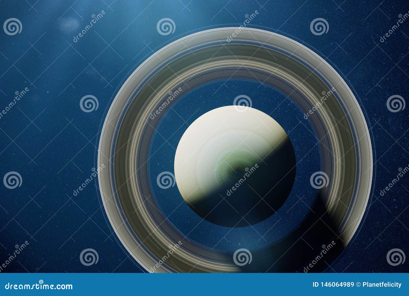 Planet Saturn, the Sixth Planet in the Solar System Lit by the Sun, Top ...