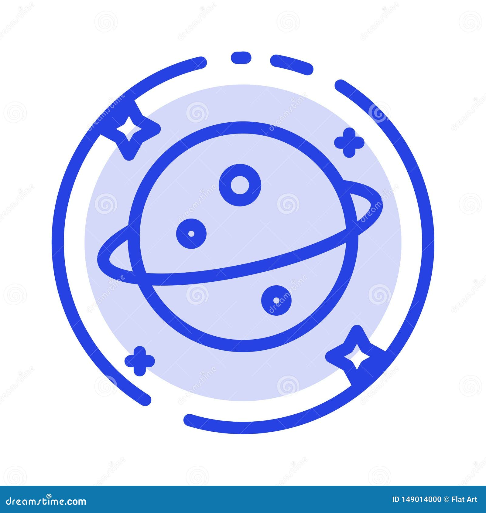 Planet, Saturn, Space Blue Dotted Line Line Icon Stock Vector ...