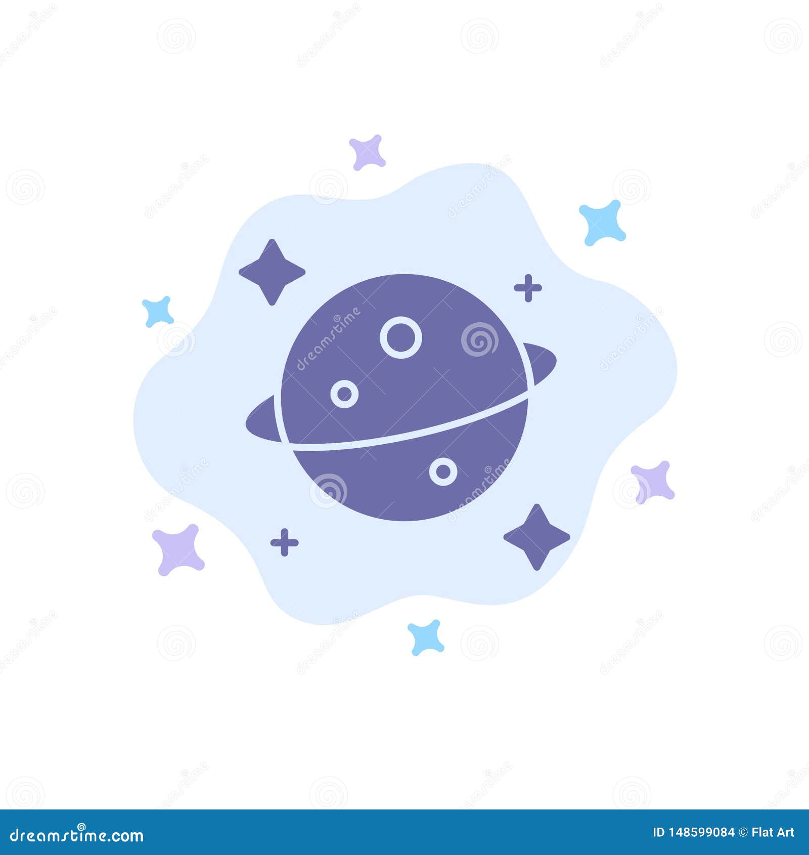 Planet, Saturn, Space Blue Icon on Abstract Cloud Background Stock ...