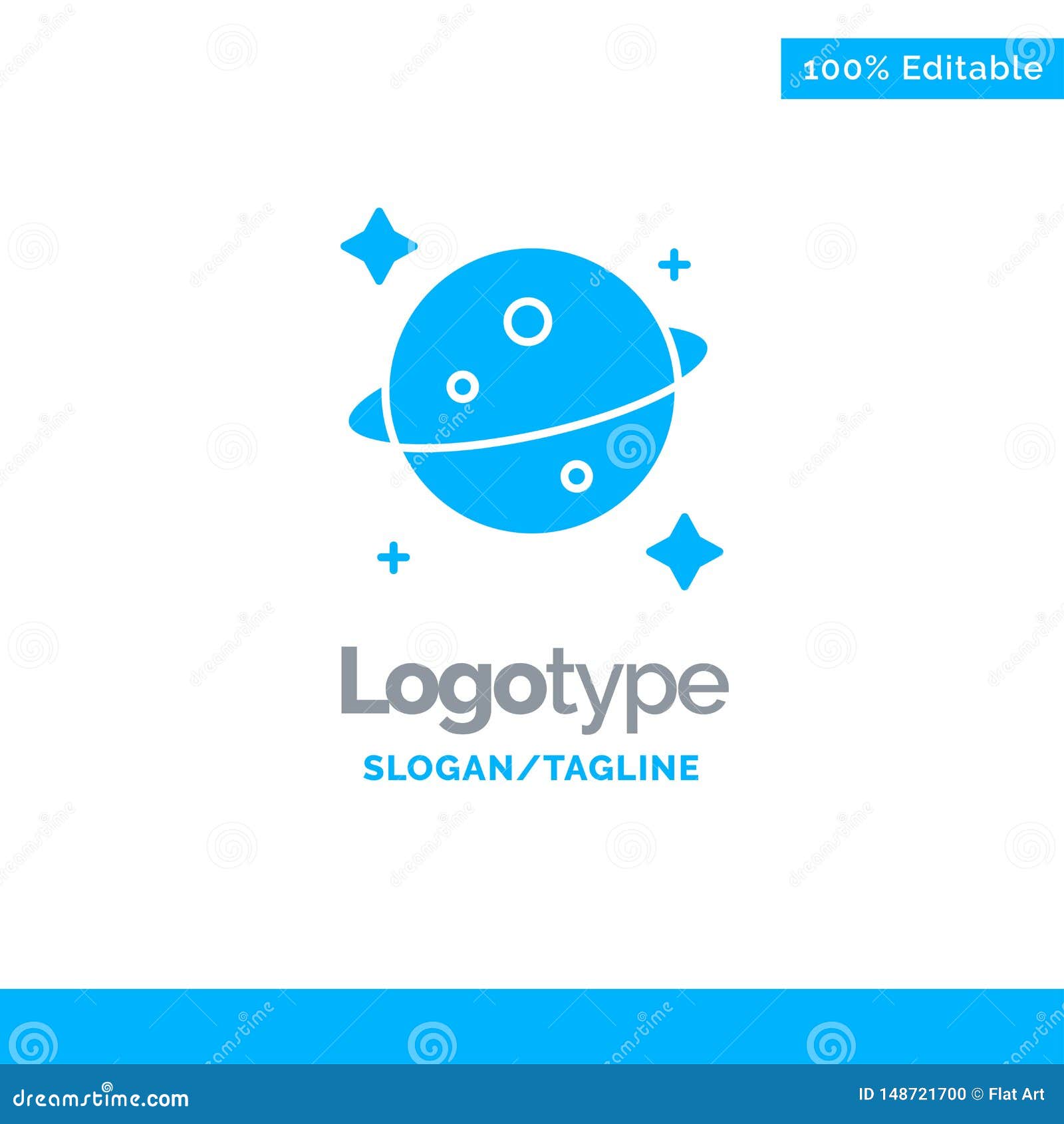 Planet, Saturn, Space Blue Solid Logo Template. Place for Tagline Stock ...