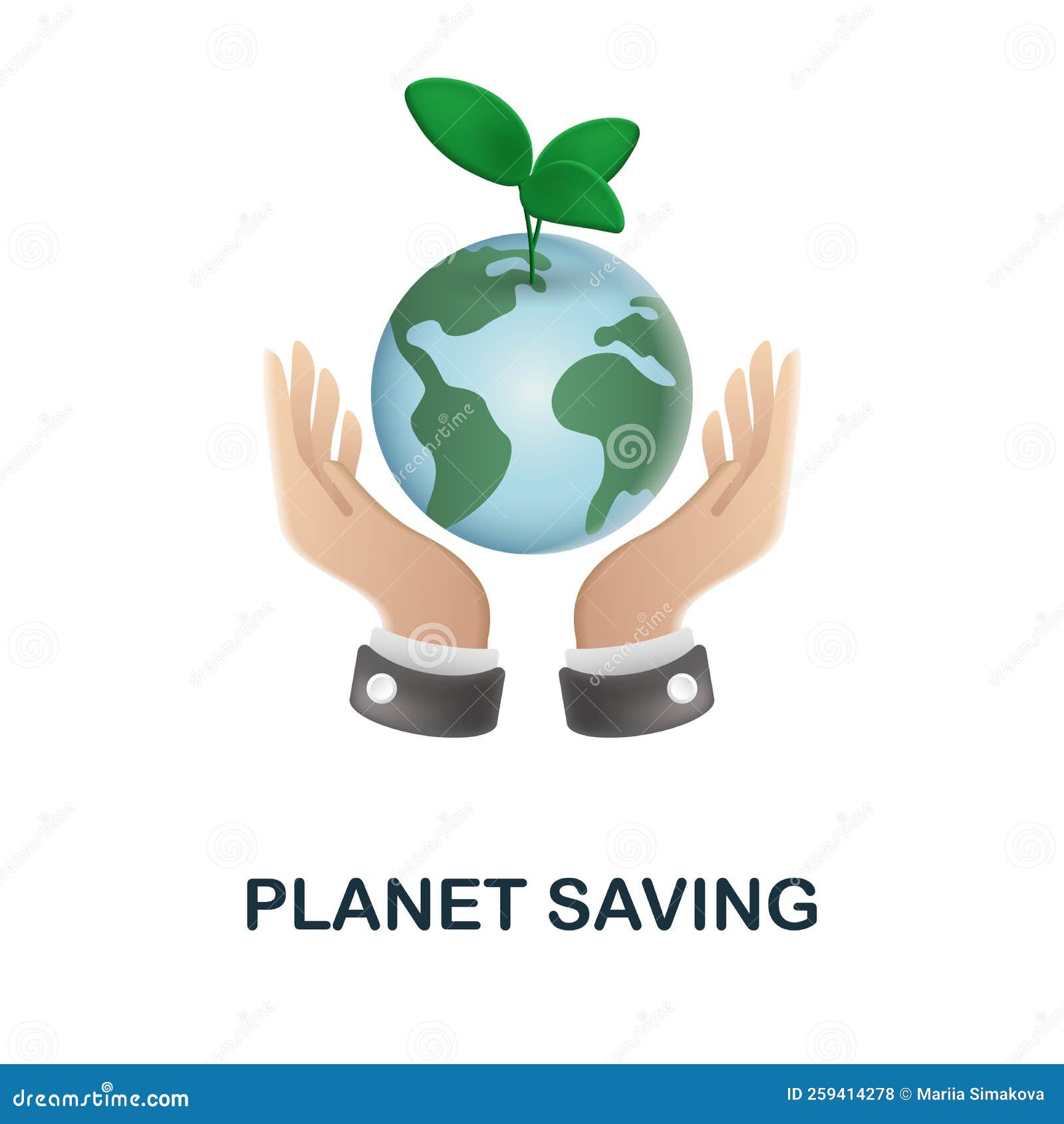 Planet Saving Icon. 3d Illustration from Ecology and Energy Collection ...