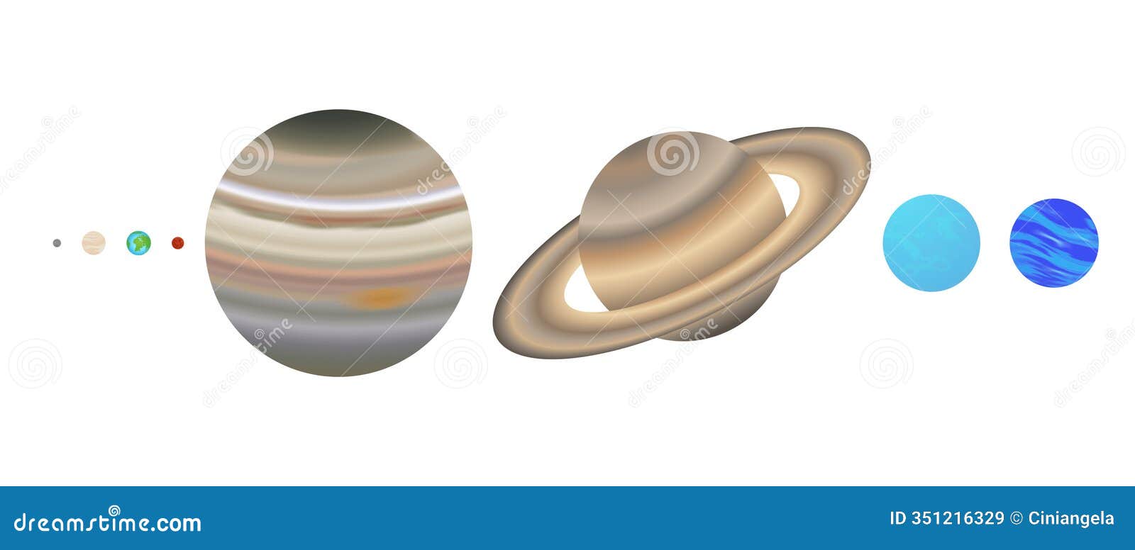 Planet Size Proportions or Comparison Flat Illustration of the Solar ...