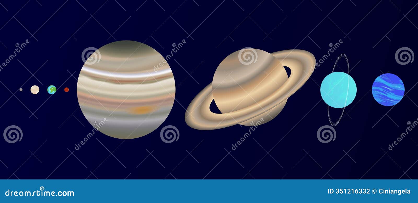 Planet Size Proportions or Comparison Flat Illustration of the Solar ...