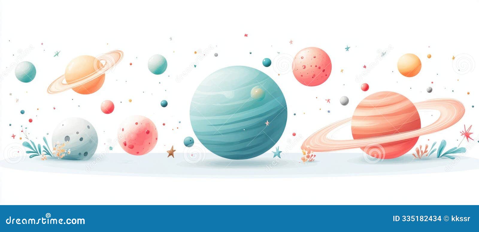 Planet Solar System, Simple and Colorful 2D Illustration of the Solar ...
