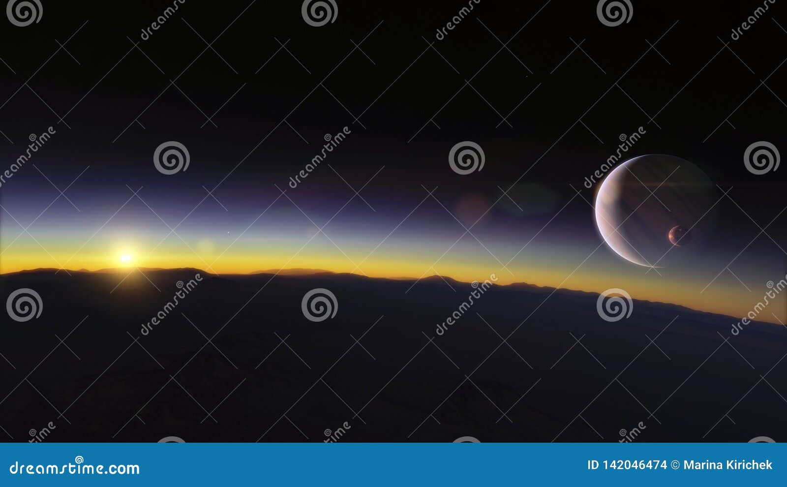 Planet in the Space. Colorful Art. Solar System. Gradient Color. Space ...