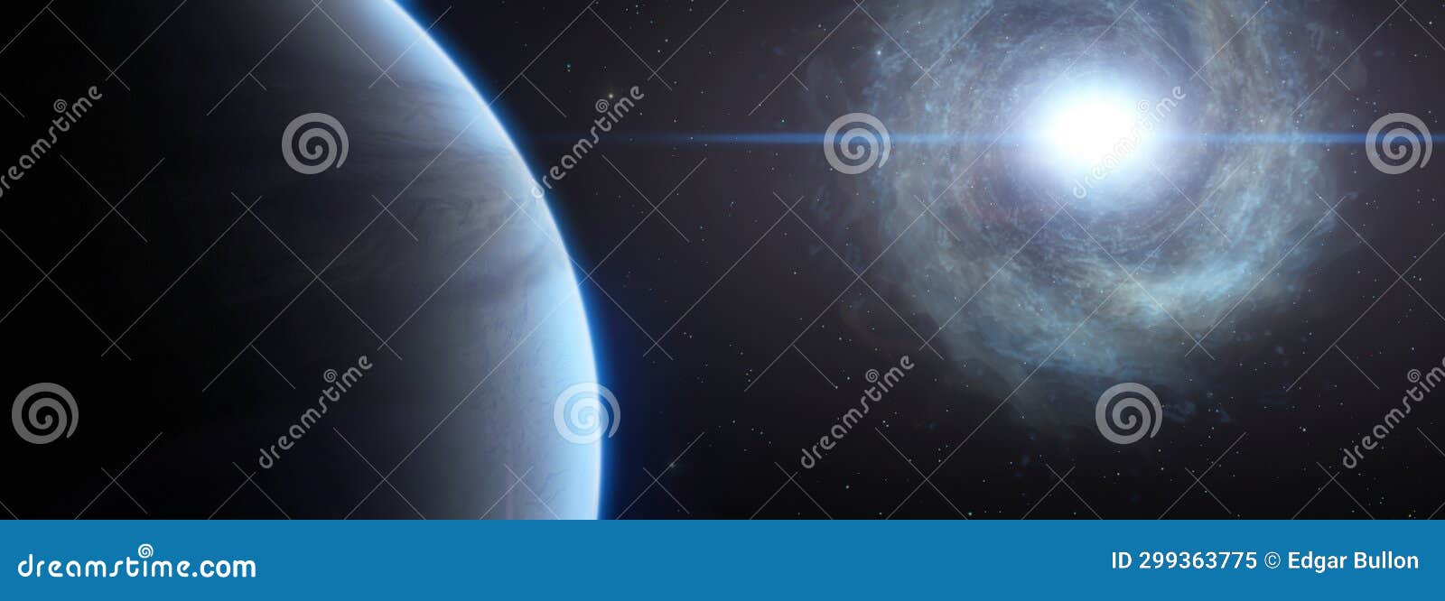 Planet in Space with Dramatic Sunlight. Background Panorama Stock ...