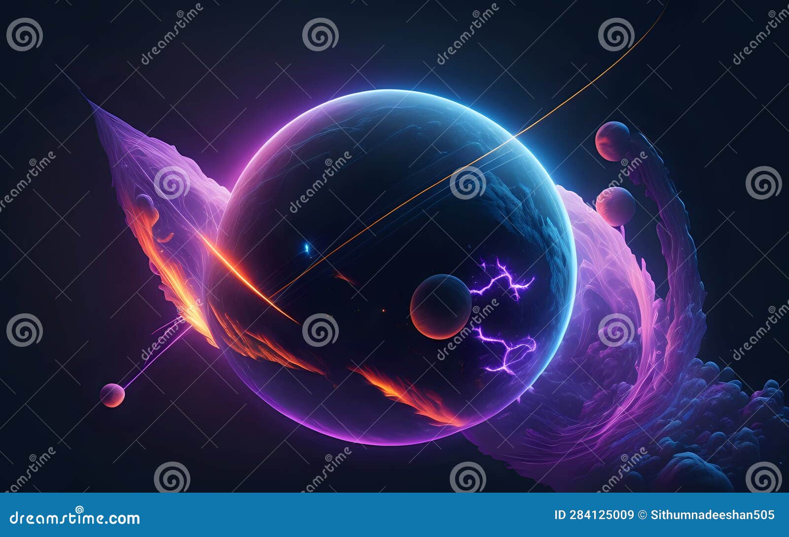 Planet and space neon art stock illustration. Illustration of landscape ... Planet and space neon art stock illustration. Illustration of landscape ...