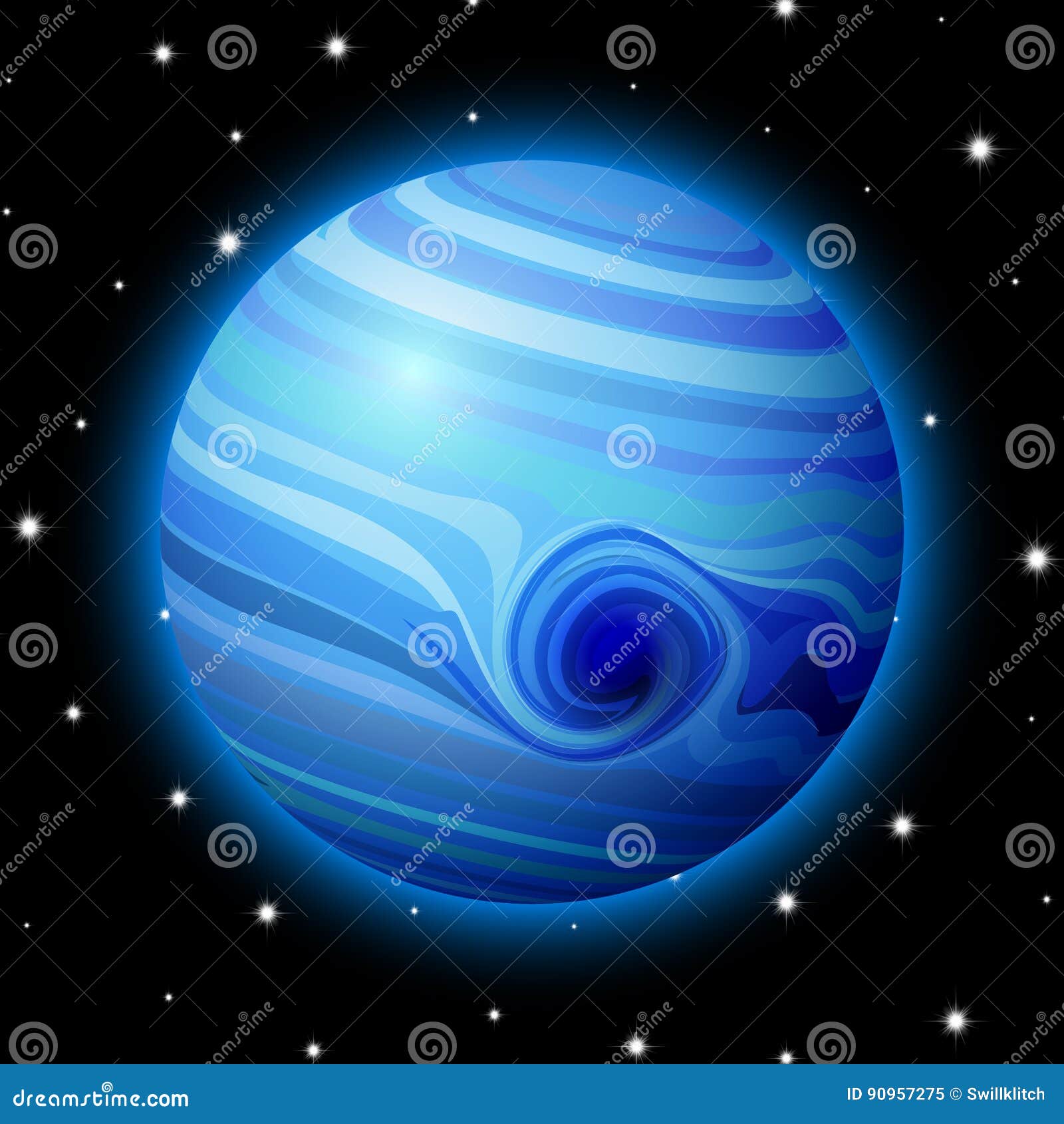 Planet in Space with Stars, Shiny Cartoon or Game Style Stock Vector ...