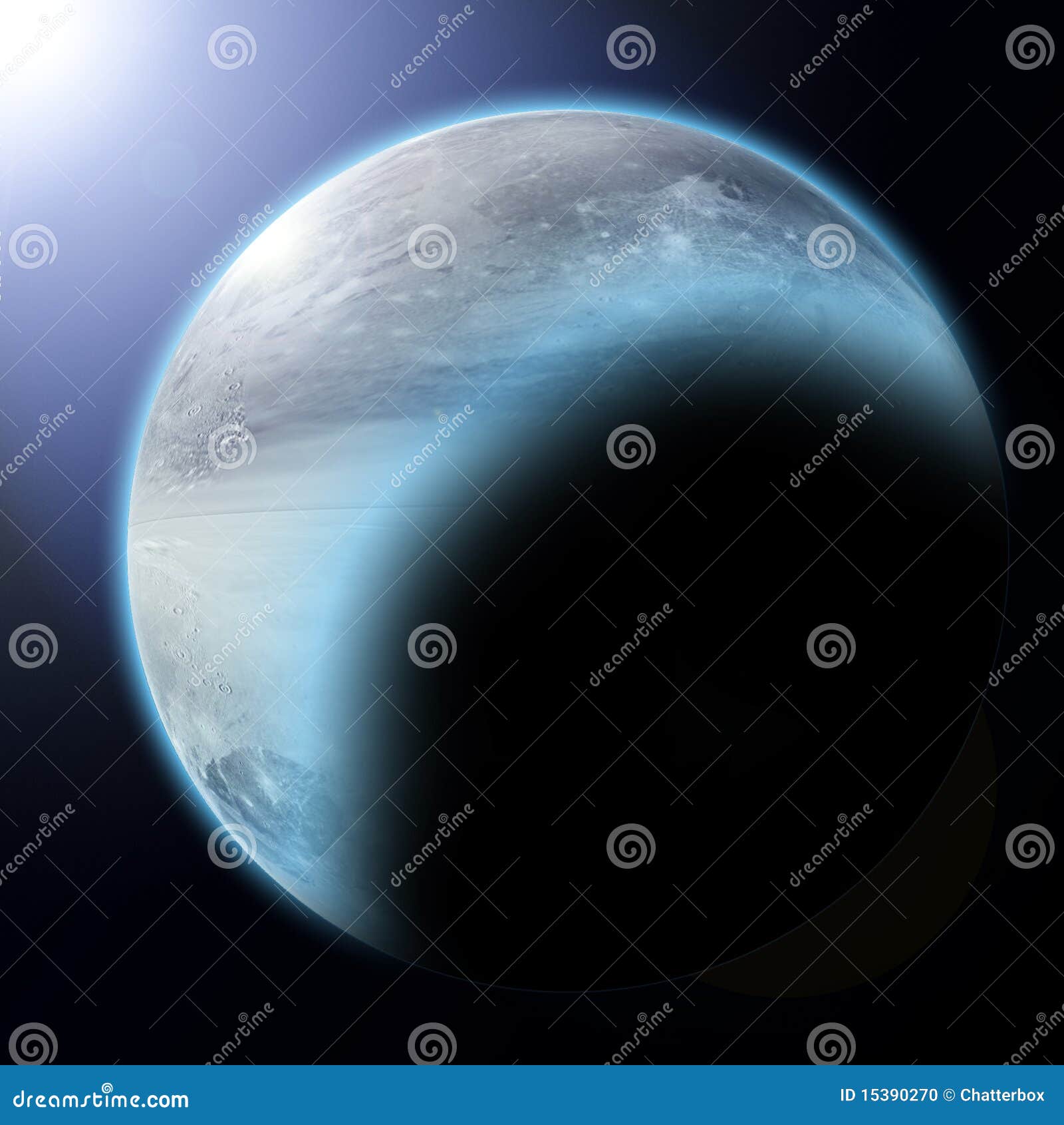 Planet in Space with Sun Reflection Background Stock Illustration ...