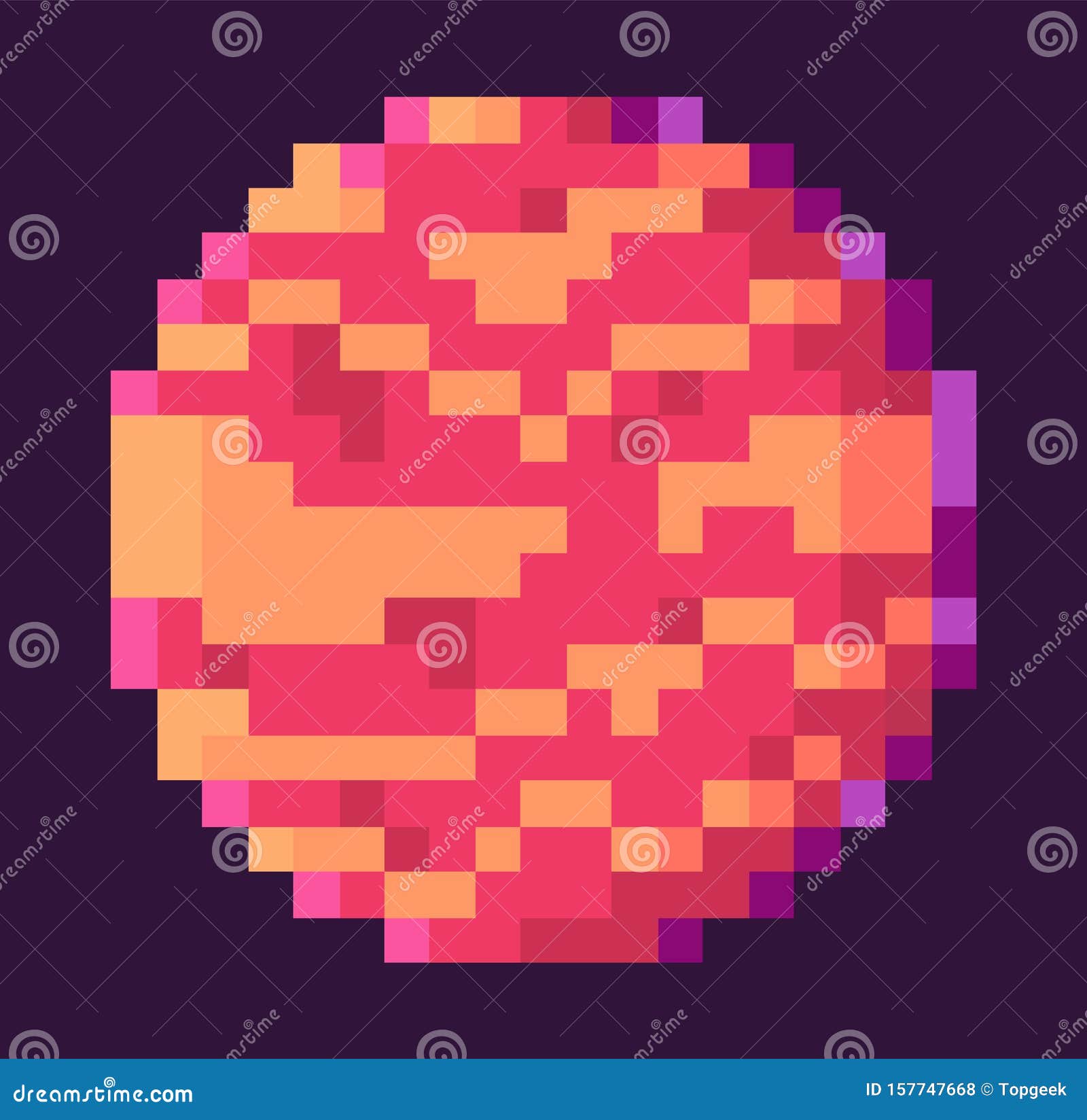 Planet with Spots, Pixel Space Game Graphics Vector Stock Vector ...
