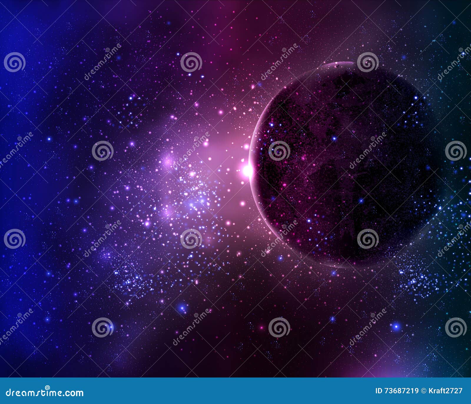 Planet in the Starry Night Sky Stock Vector - Illustration of objects ...