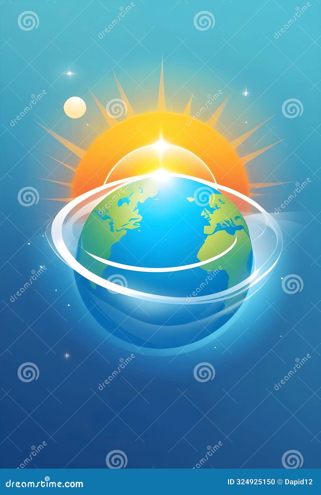 A Planet with the Sun Shining and the Earth on it with the Sun Rays ...