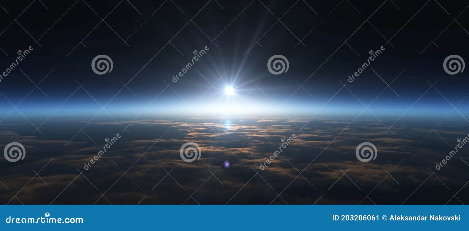 Planet sunrise from space stock illustration. Illustration of blue ...