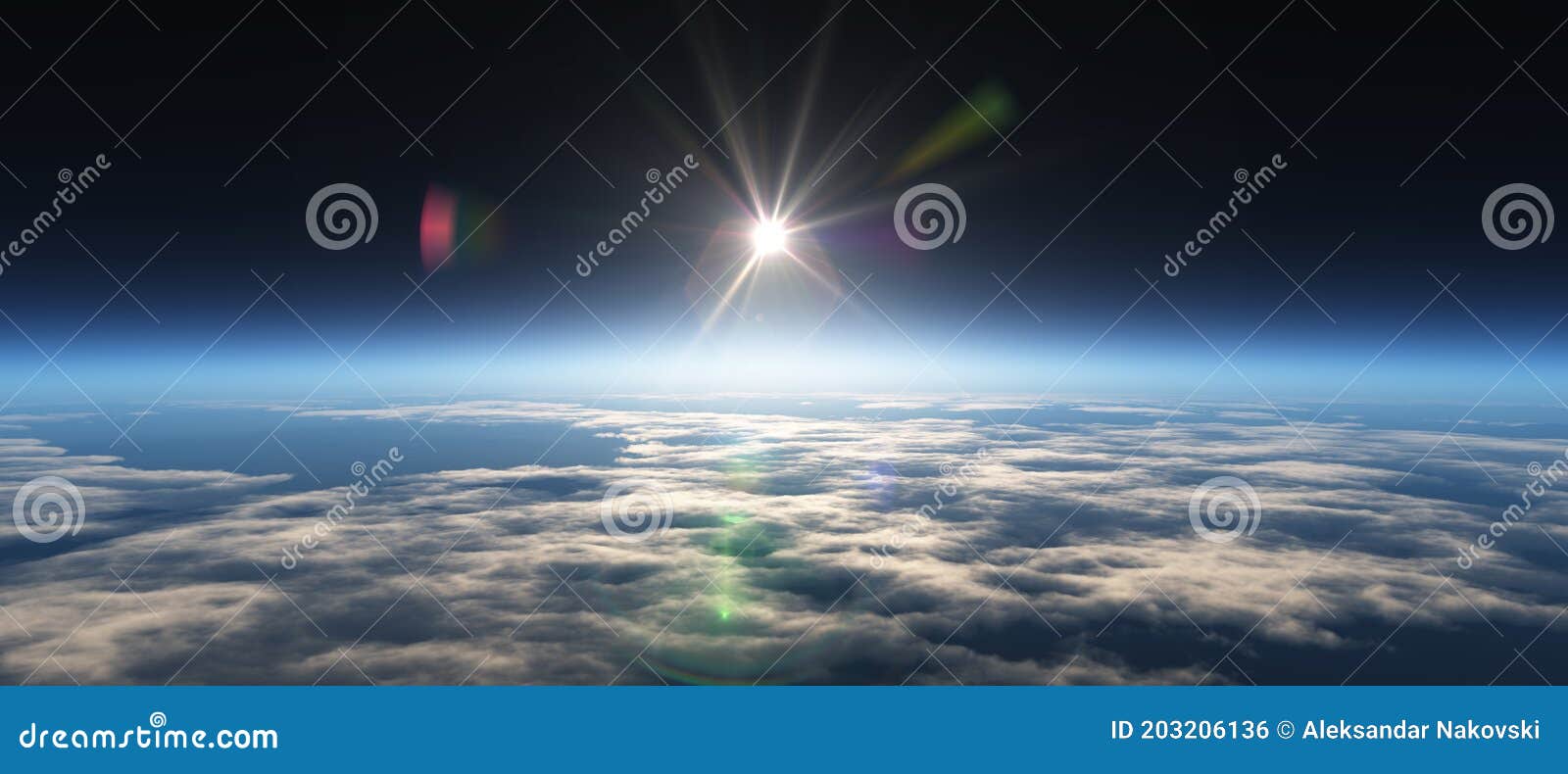Planet sunrise from space stock illustration. Illustration of outer ...