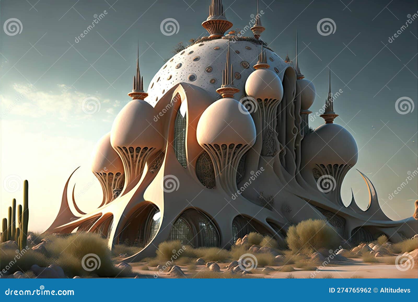 Planet Surface with Alien Town Stock Illustration - Illustration of ...