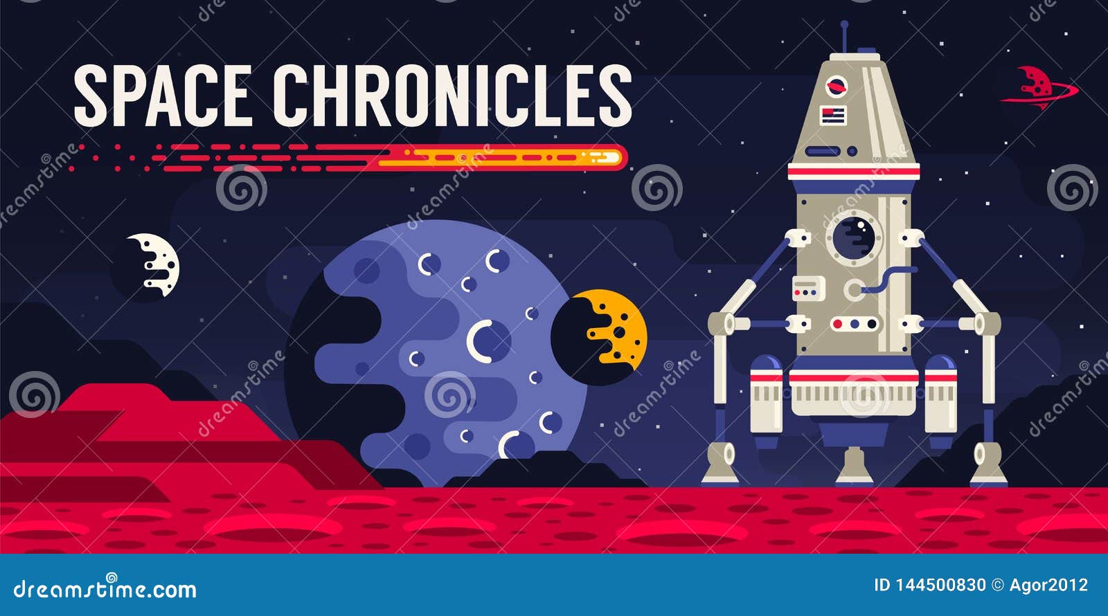 Landing Module Spaceship On Moon Surface Royalty-Free Illustration ...