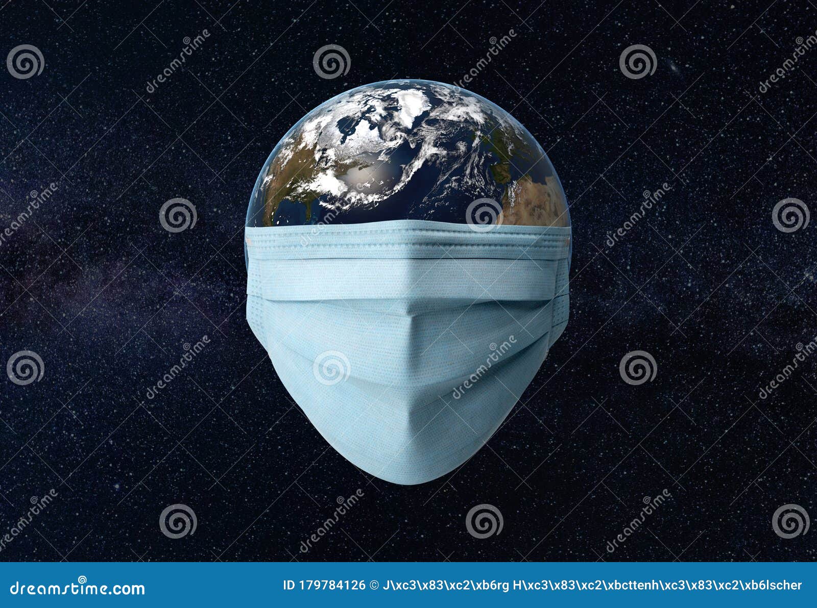 Planet with a Surgical Mask in the Universe Stock Photo - Image of ...