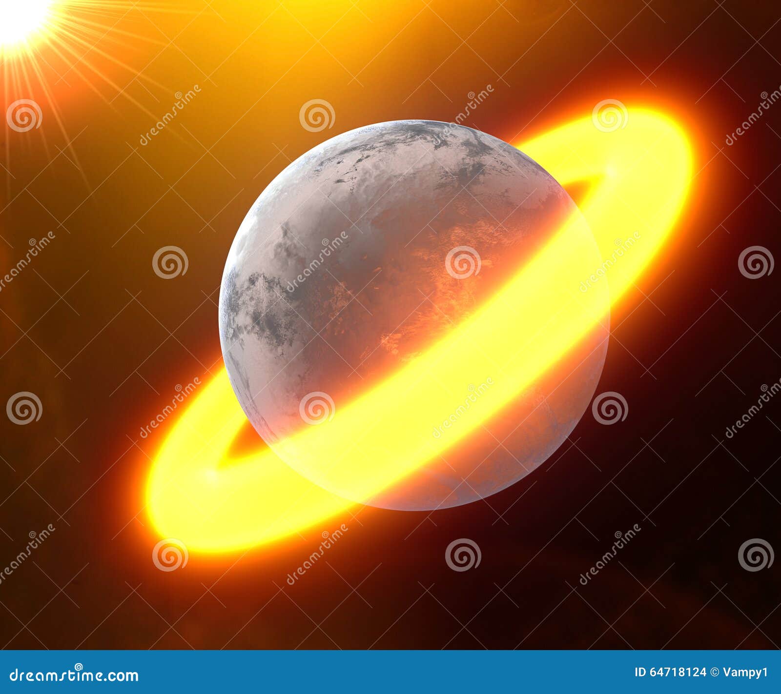 Planet Surrounded by a Ring of Fire, Space, Science Fiction Stock ...