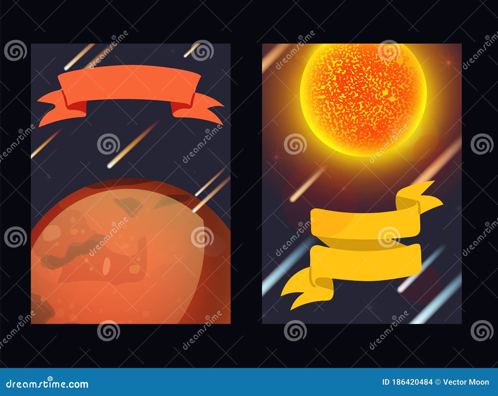 Planet System, Pattern for Print, Space Body Vector Illustration ...