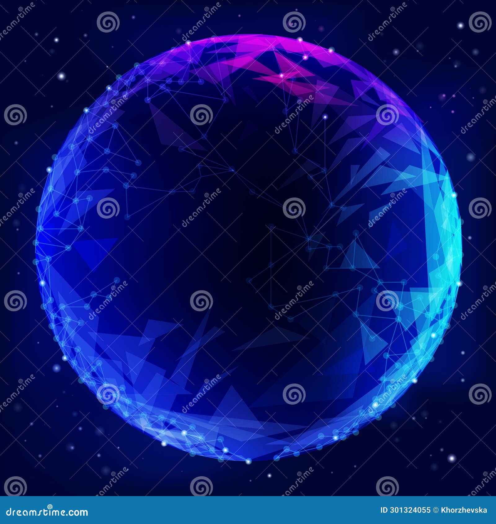 Planet in Technological Low Poly Style. Space Exploration, Innovative ...