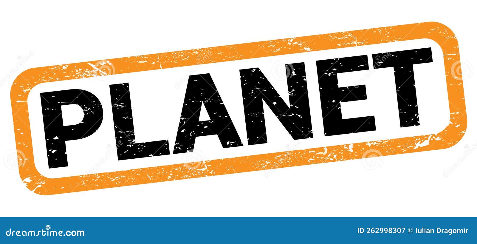 PLANET Text Written on Orange-black Rectangle Stamp Stock Illustration ...