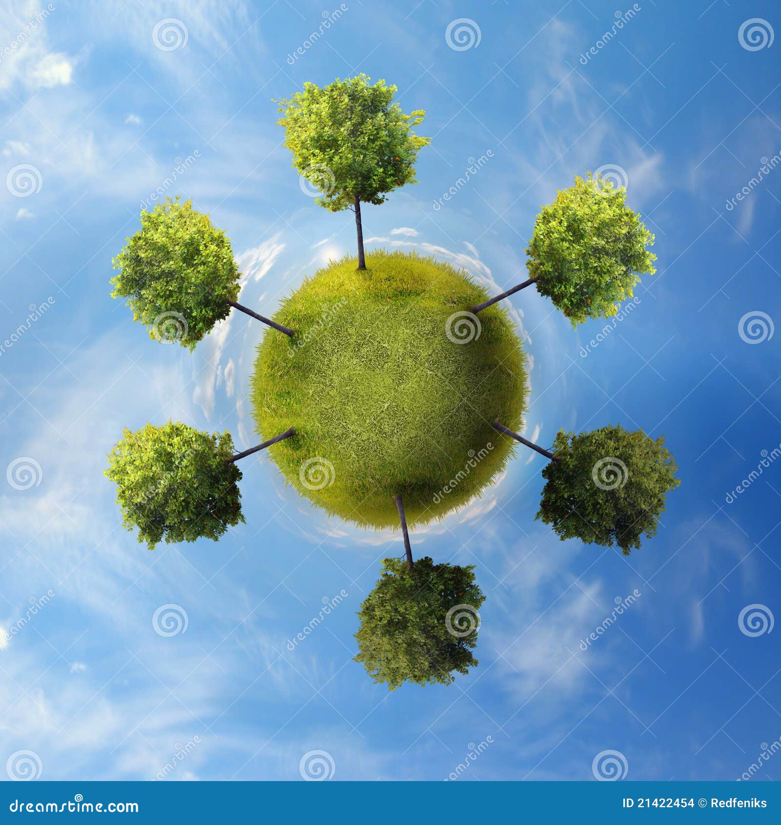 Planet with tree stock illustration. Illustration of banner - 21422454