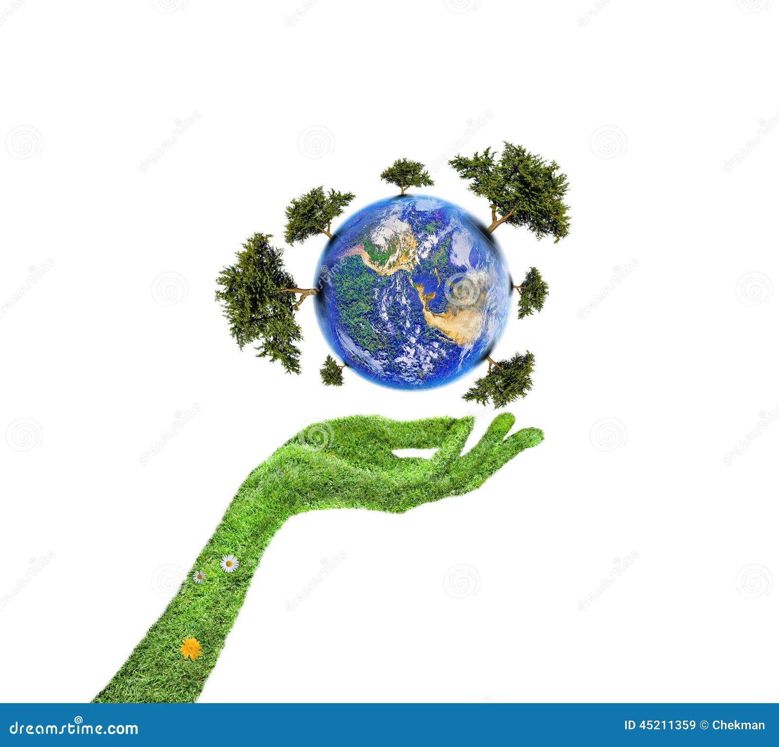 Planet with Tree stock image. Image of care, humanity - 45211359