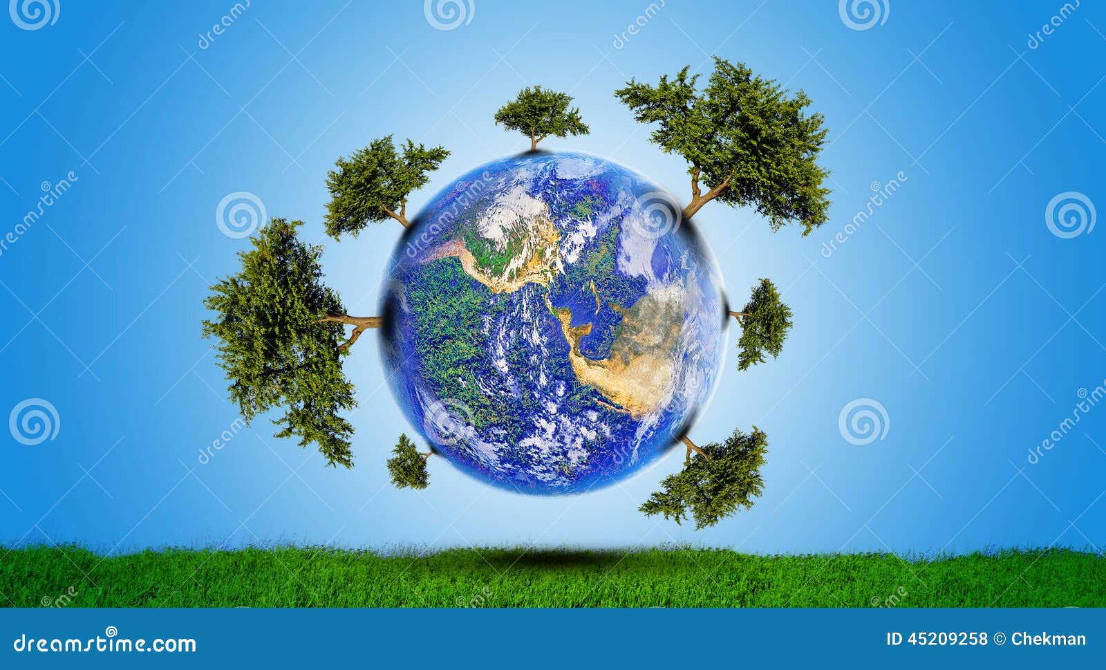 Planet with Tree stock illustration. Illustration of ocean - 45209258
