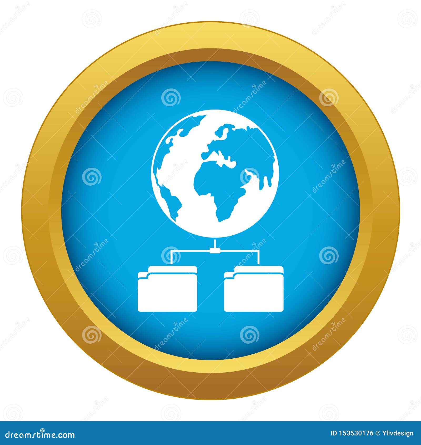 Planet and Two Folders Icon Blue Vector Isolated Stock Vector ...