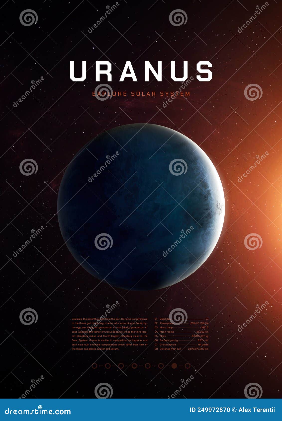 Planet Uranus. 3D Illustration Poster Stock Illustration - Illustration ...