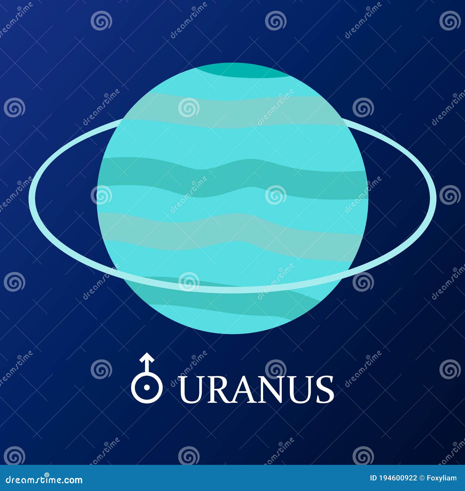 Planet Uranus in Flat Style Stock Vector - Illustration of planetary ...
