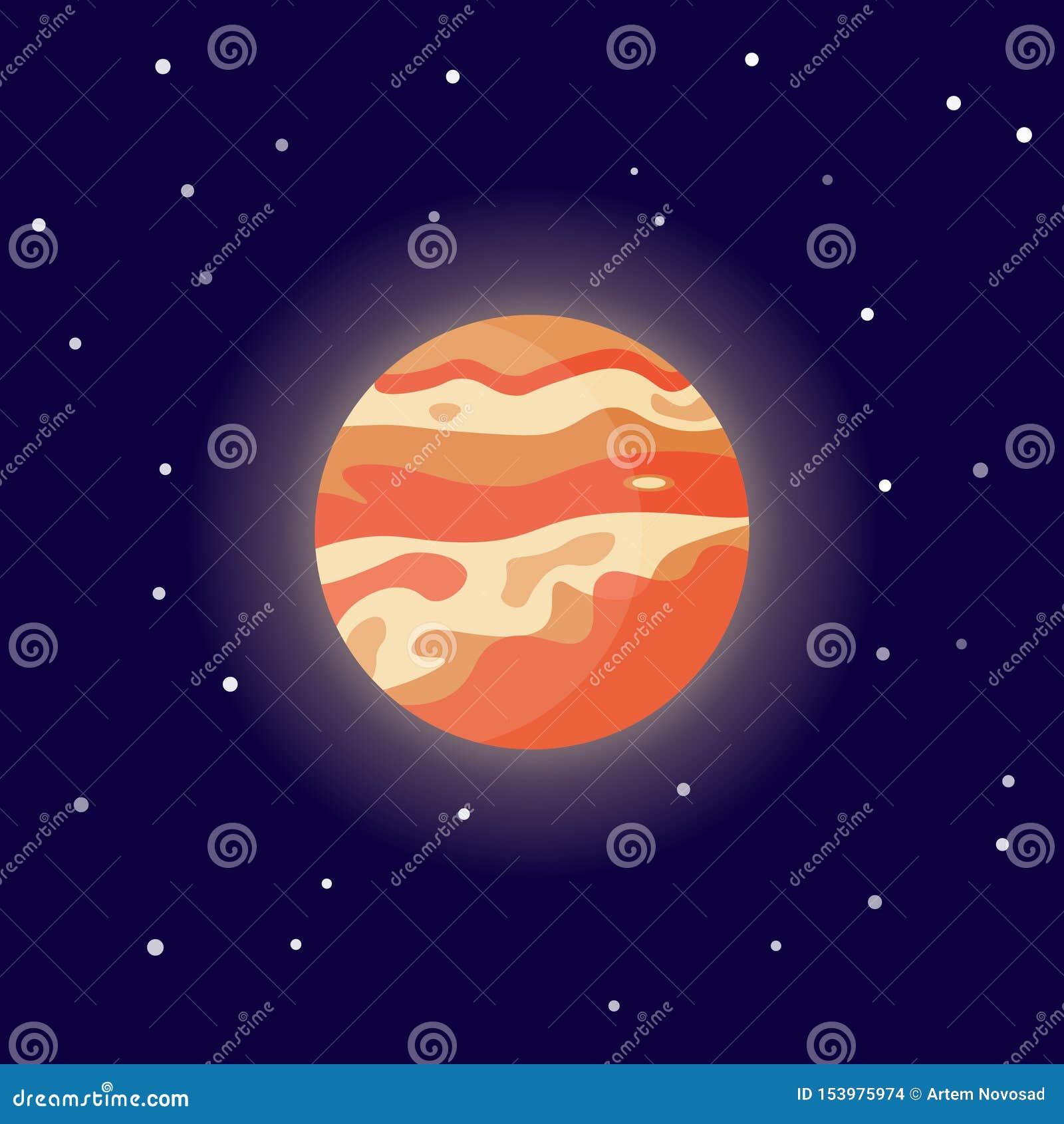 Planet Venus. Cartoon Vector Illustration on the Cosmic Background ...