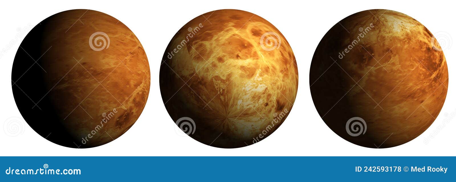 Planet Venus Sphere Set Isolated on White Background. Stock Photo ...