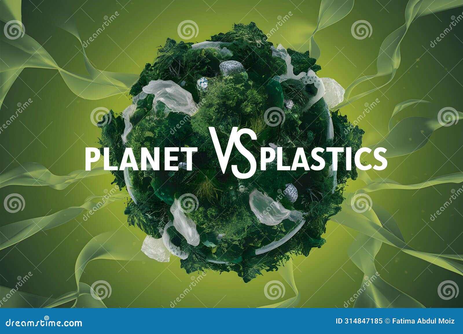 Planet Vs Plastics Ecology Concept with 3D Tree Backdrop Stock ...
