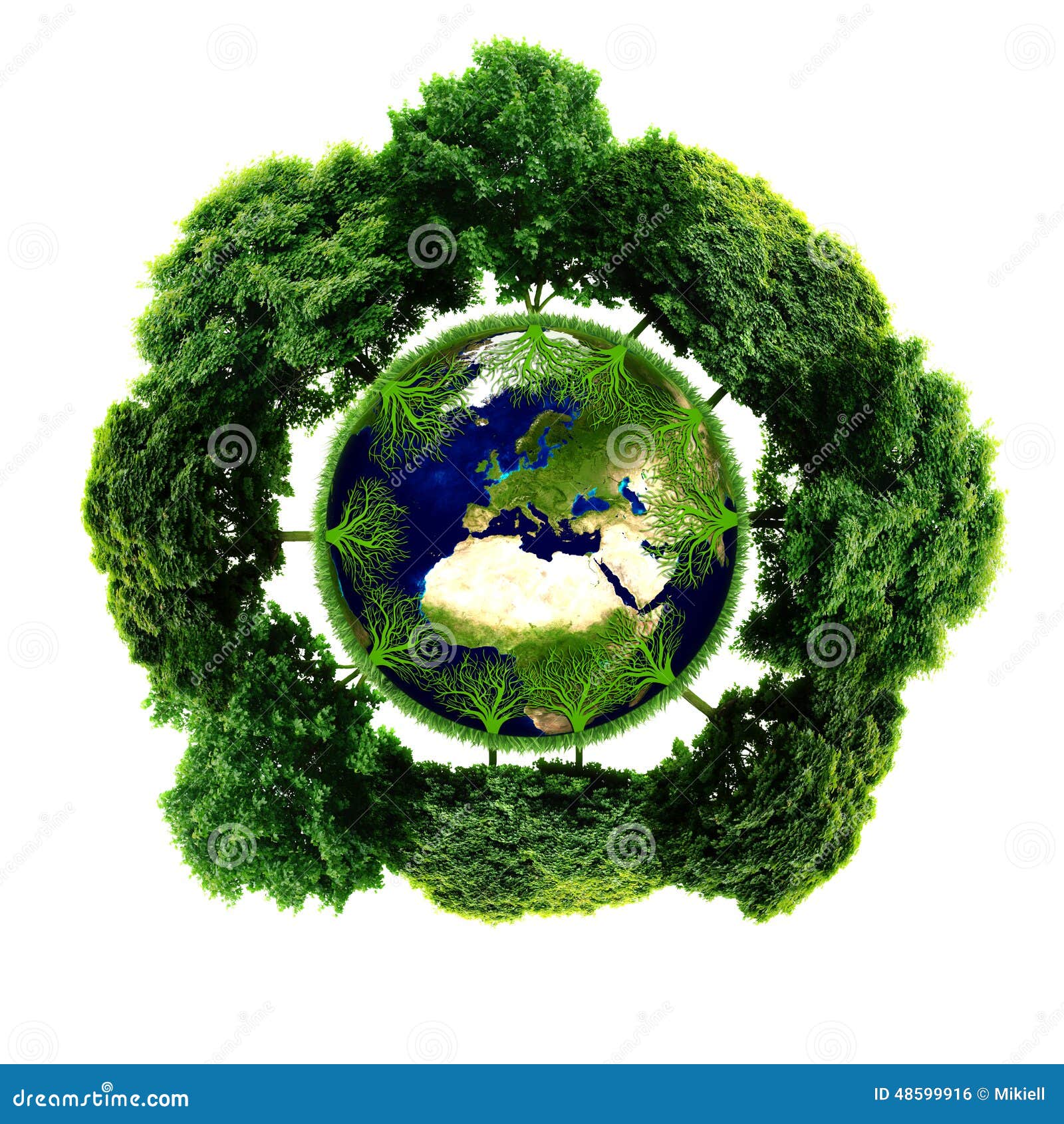 Planeta De La Ecología Con Con Los árboles Alrededor Tierra De Eco