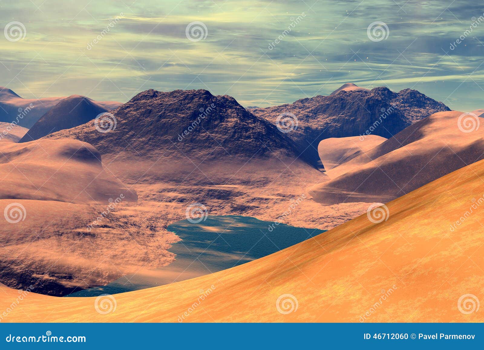 Planeta Desconhecido Montanhas Ilustração Stock - Ilustração de ...