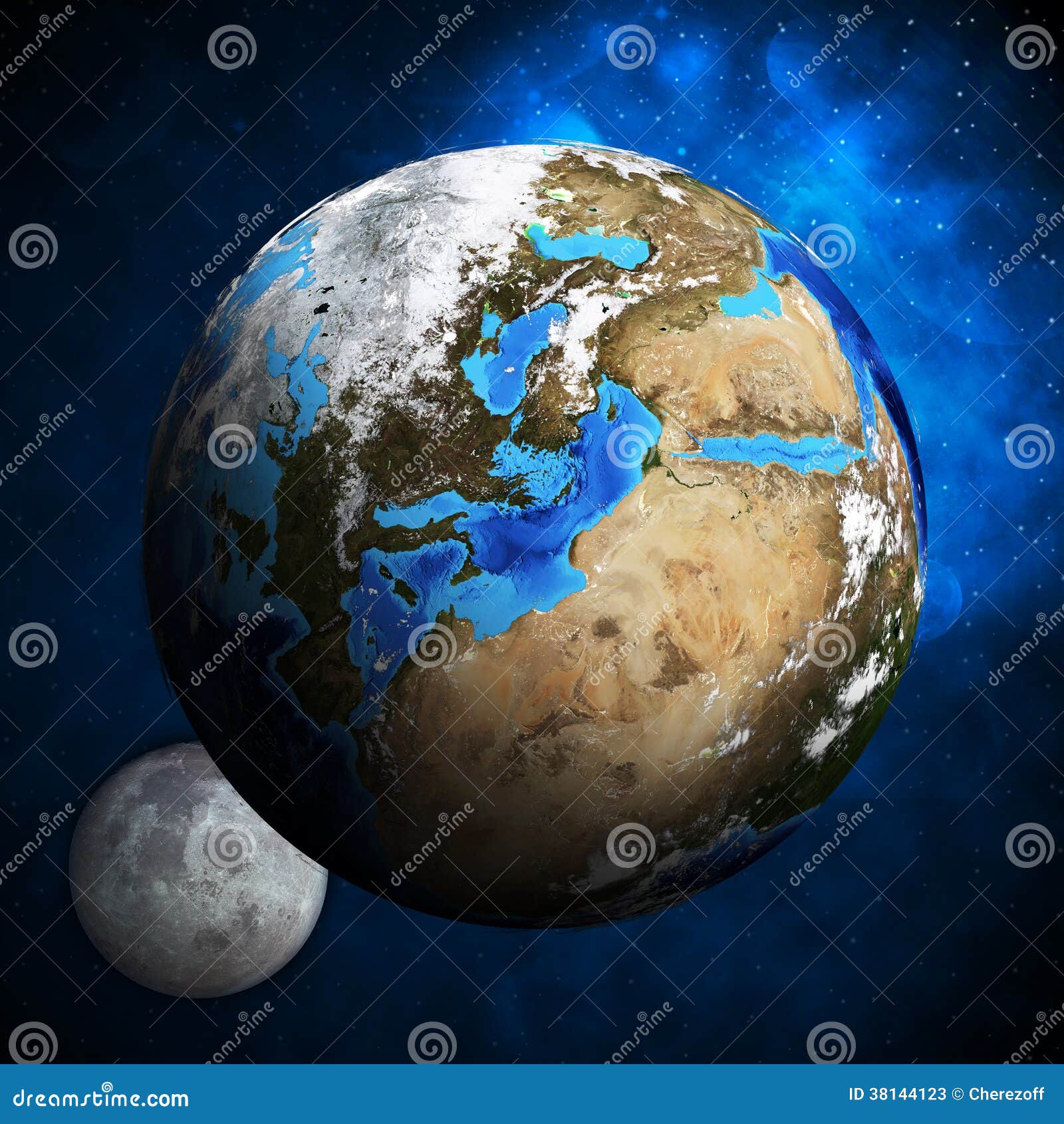 Planeta e lua da terra ilustração stock. Ilustração de grande - 38144123