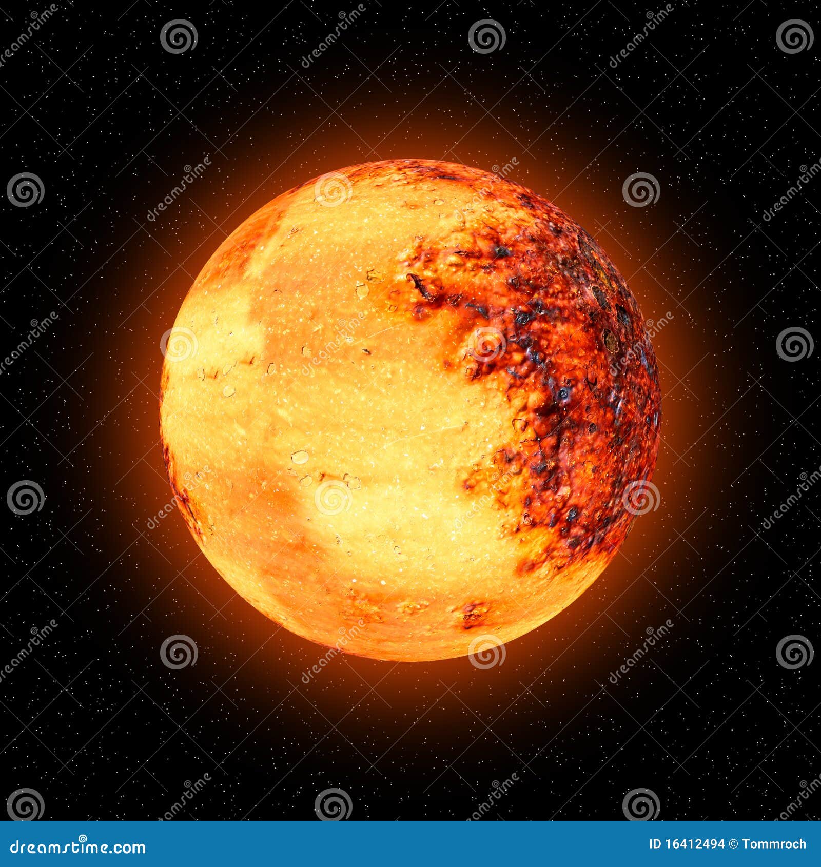 Planeta, Sol Ou Lua Alaranjada Foto de Stock - Imagem de celeste, noite ...