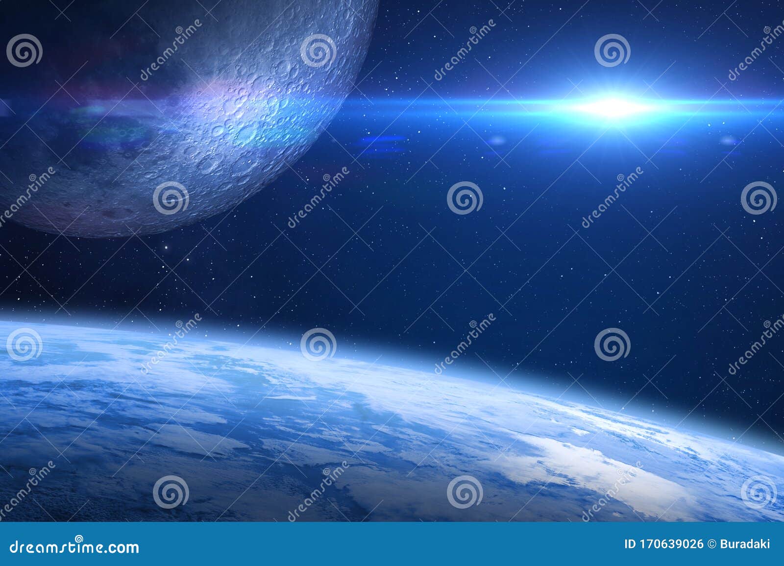 Planeta Terra, Lua e Sol foto de stock. Imagem de anéis - 170639026