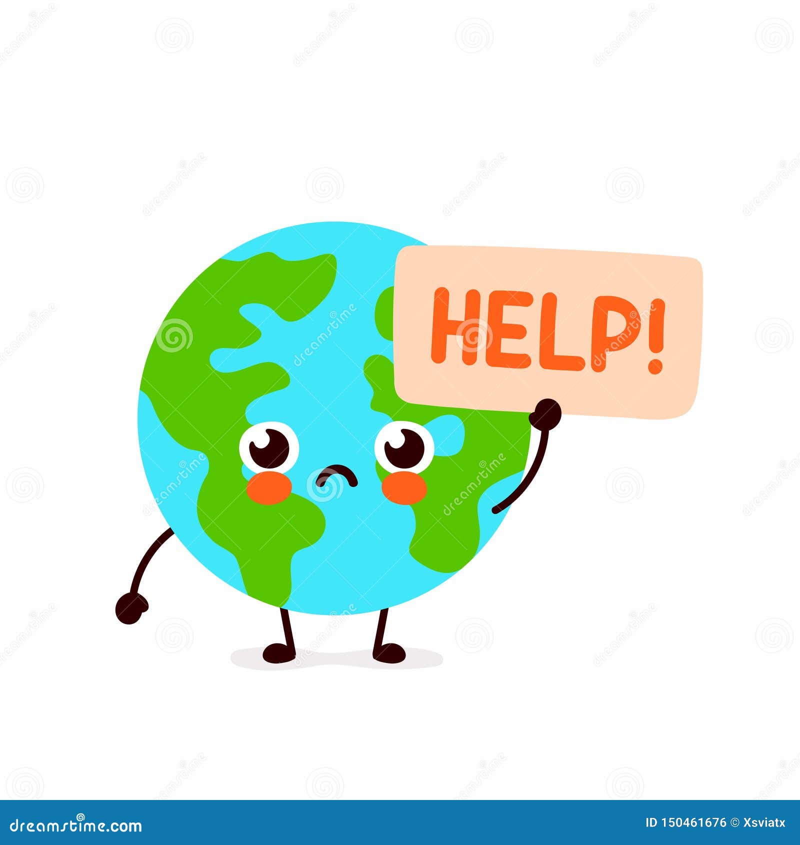Planeta Triste Lindo De La Tierra Pedir Ayuda Ilustración Del Vector