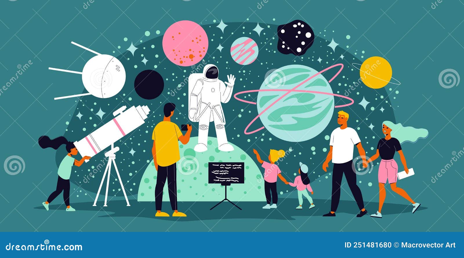 Planetarium Horizontal Illustration Cartoon Vector | CartoonDealer.com ...
