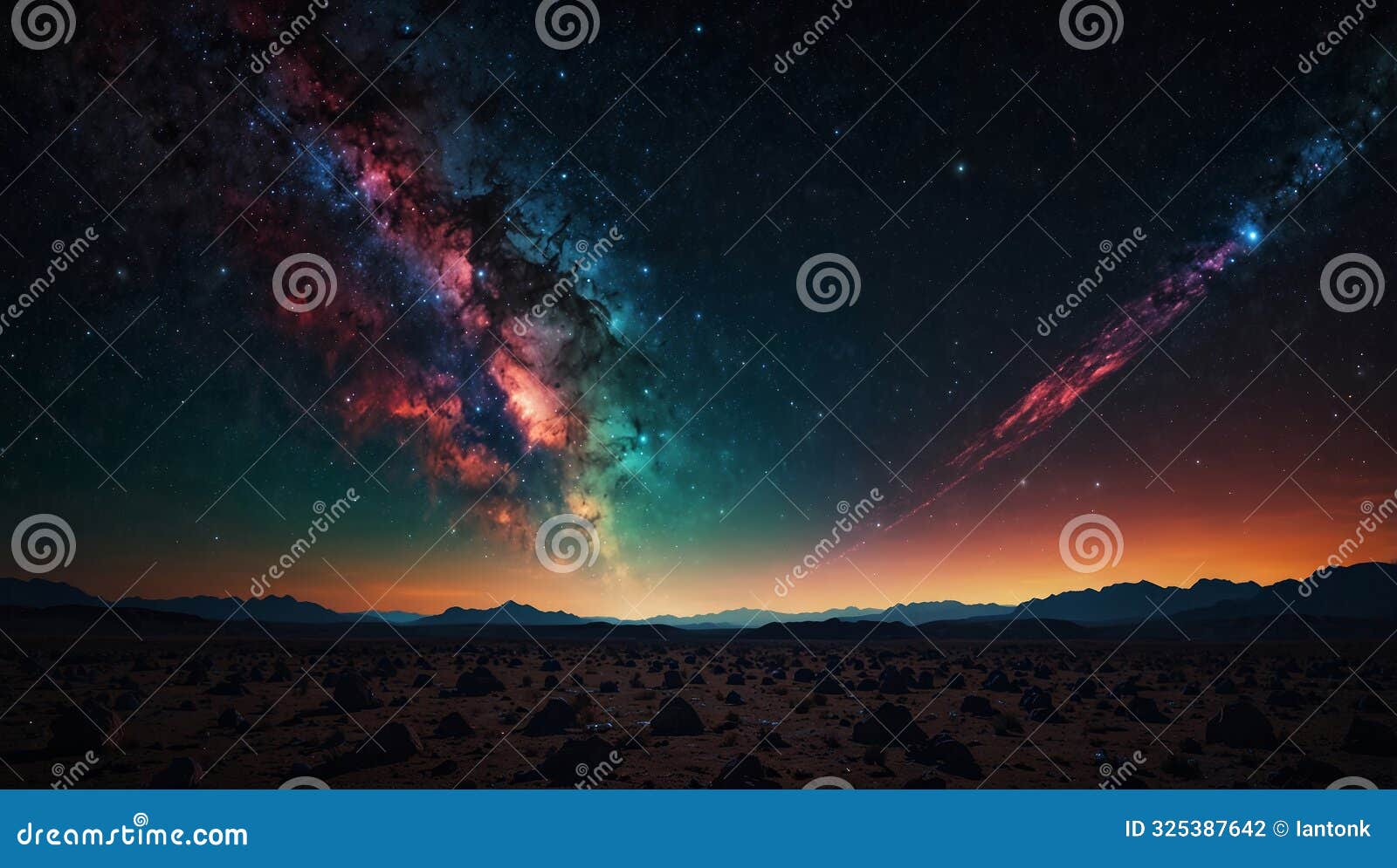 Planetary Alignment with Comet Tail and Star Field Stock Illustration ...