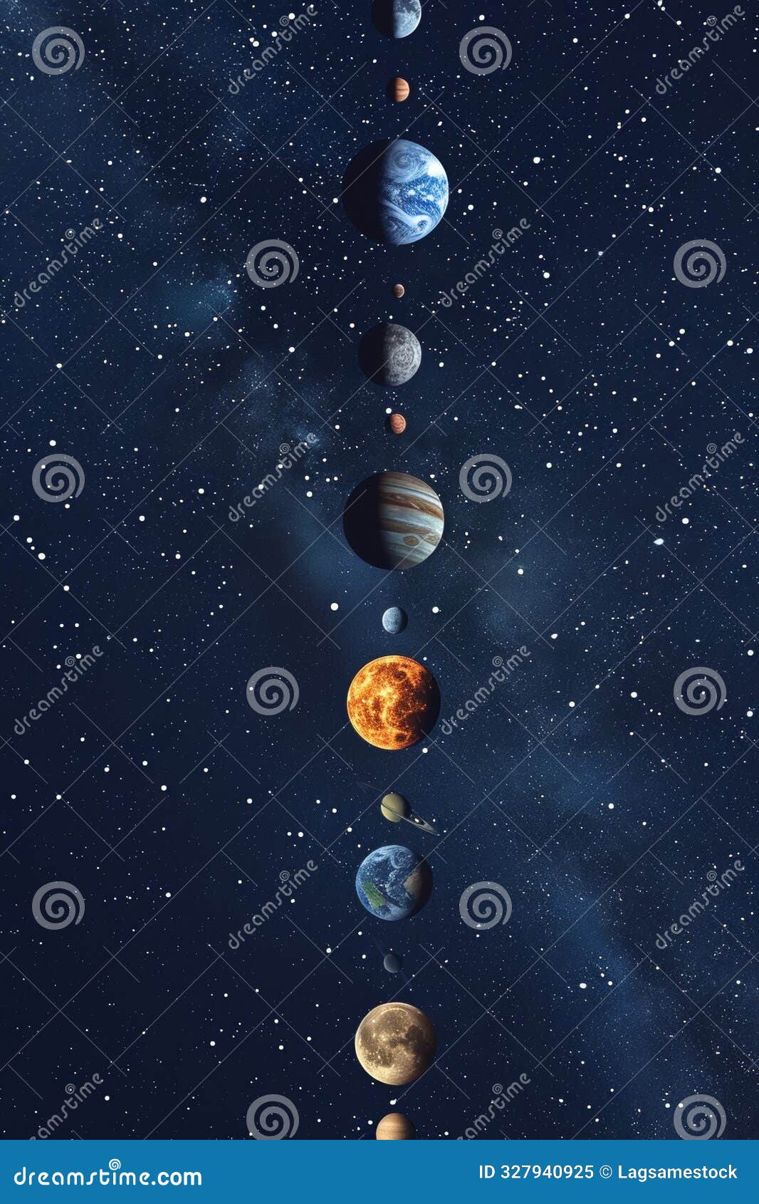 Planetary Alignment With Comet Tail And Star Field Royalty-Free Stock ...