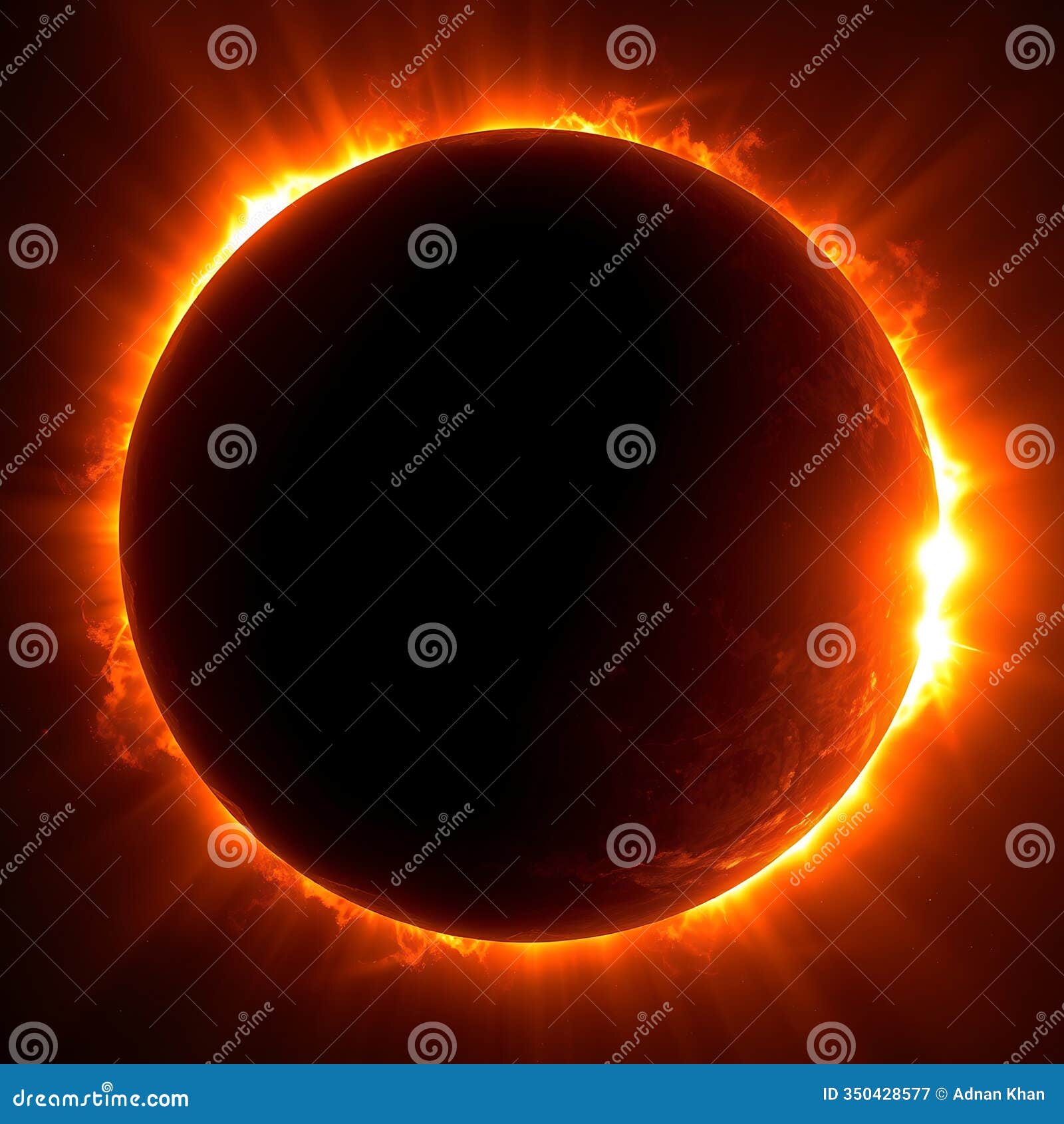 A Planetary Eclipse Texture with Glowing Edges and Cosmic Light Rays ...