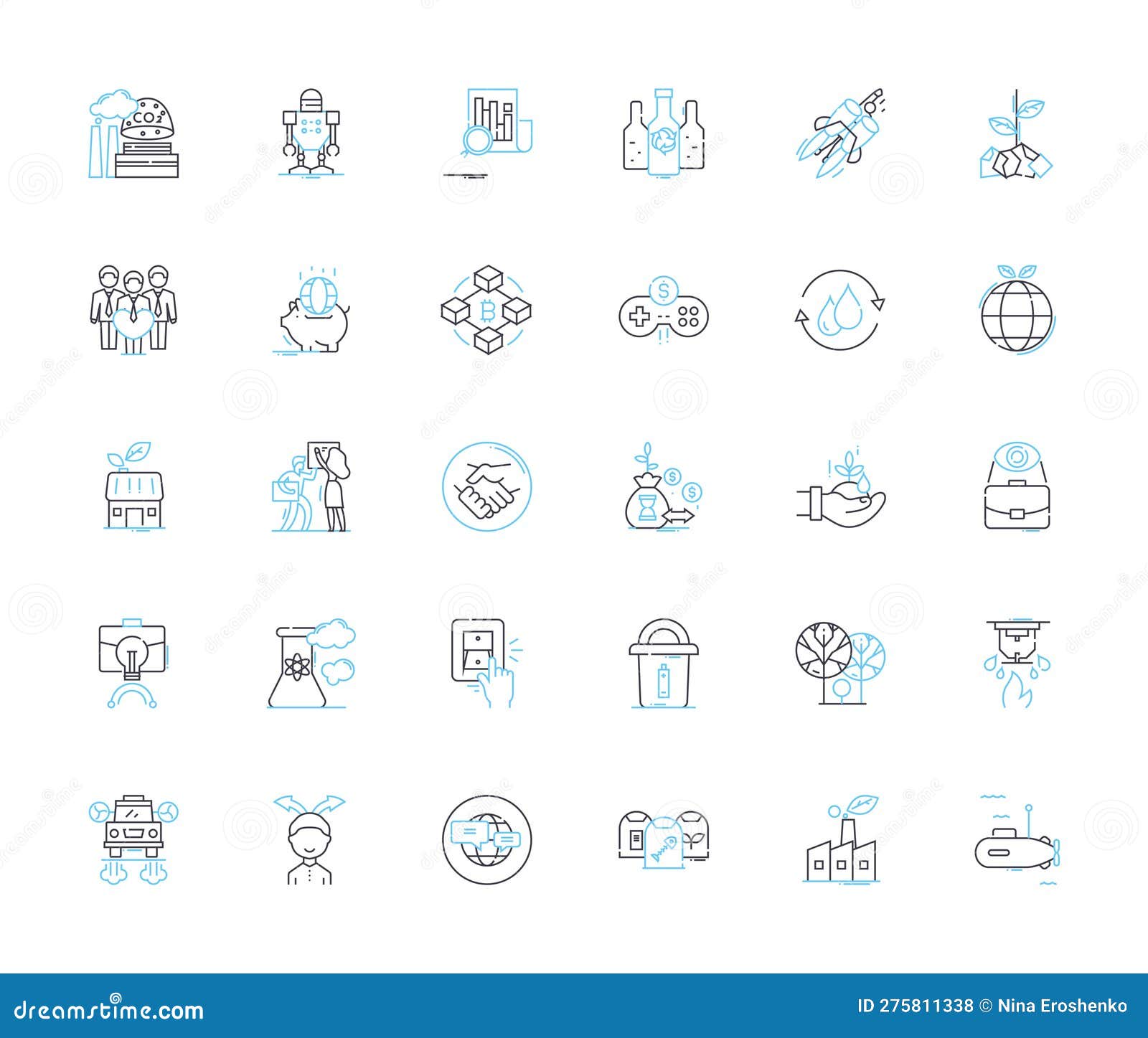 Planetary Economy Linear Icons Set. Sustainability, Resources ...