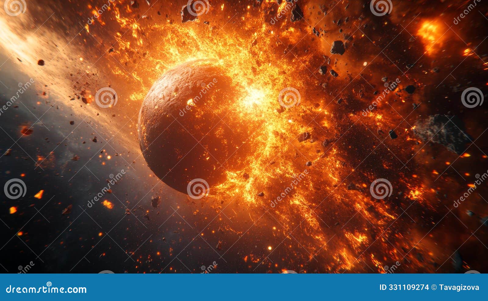 Planetary Explosion in Deep Space - Generative Ai Stock Illustration ...